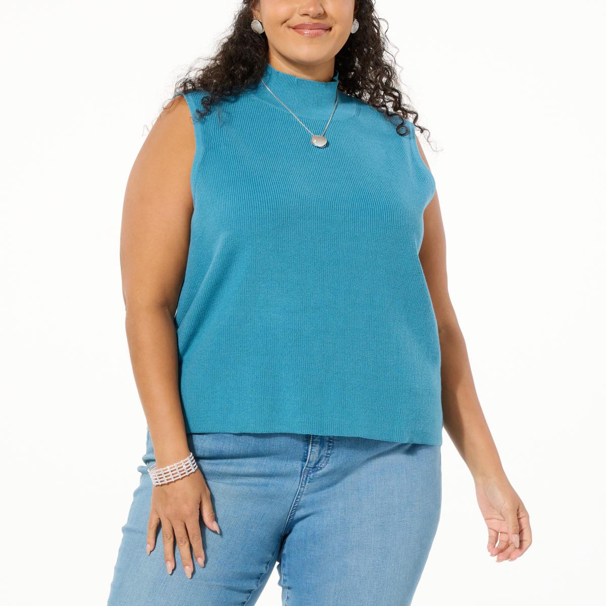 WynneLayers Ribbed Mock-Neck Sweater Tank | HSN