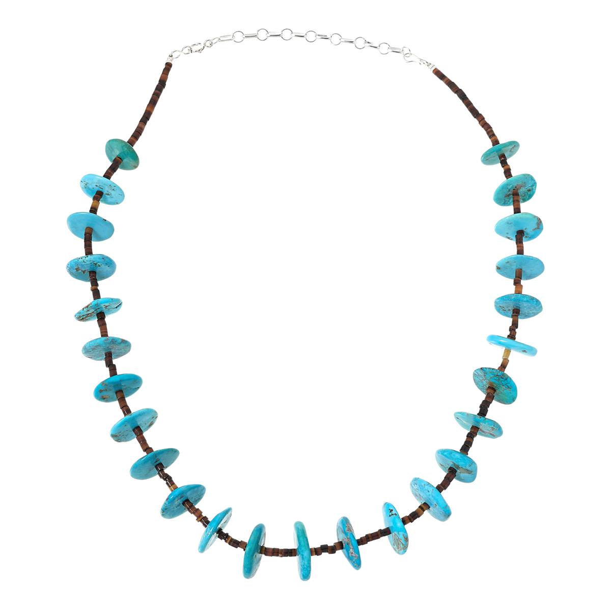 Chaco Canyon Kingman Turquoise and Heishi Shell Beaded Necklace ...