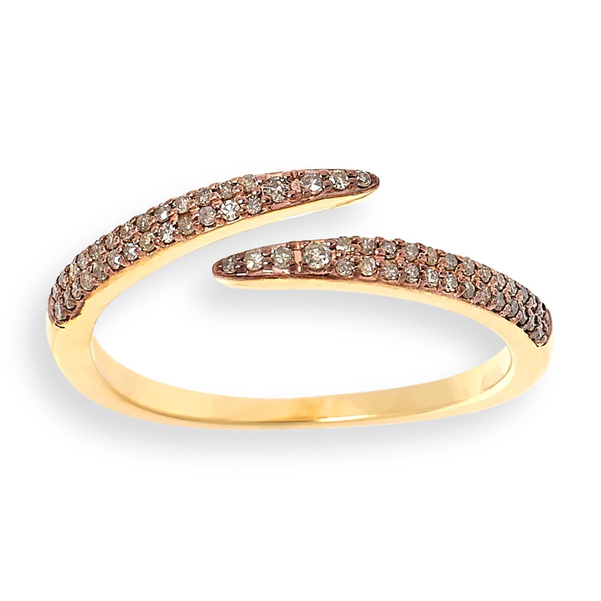 Rarities Gold-Plated 1/6ctw Diamond Pavé Ends Bypass Ring - 23224946 | HSN