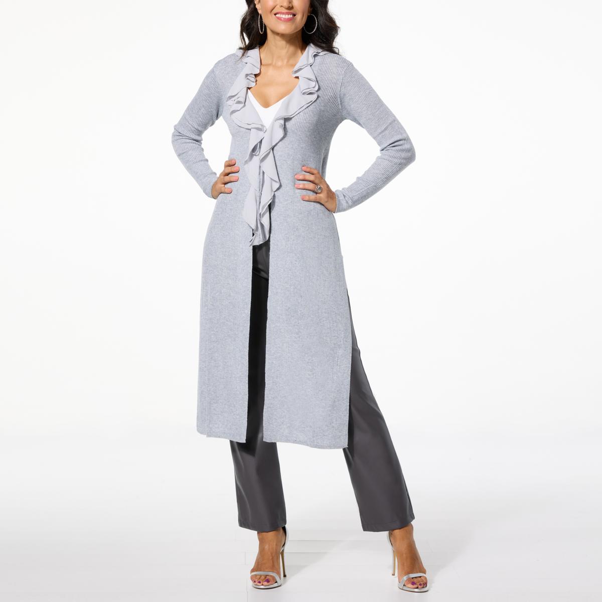 C Wonder by Christian Siriano Mixed Media Duster-Length Cardigan - 23252840 | HSN
