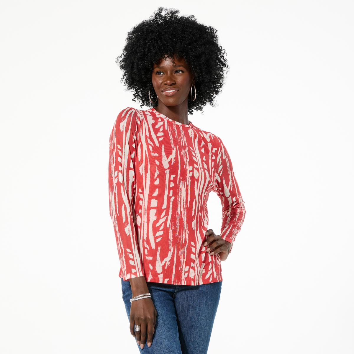 GREY by Jhoan Sebastian Grey Layered Mesh Printed Top | HSN