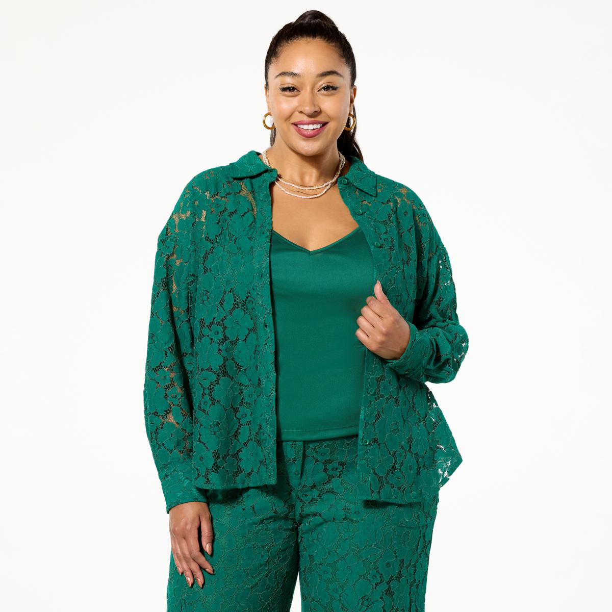 Curations x Amy Morrison Lace Blouse with Cami | HSN