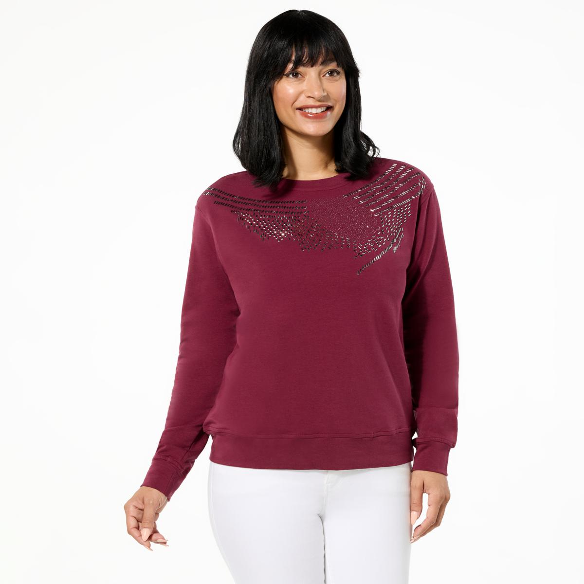 Curations x Debbie Denmon Embellished French Terry Sweatshirt | HSN