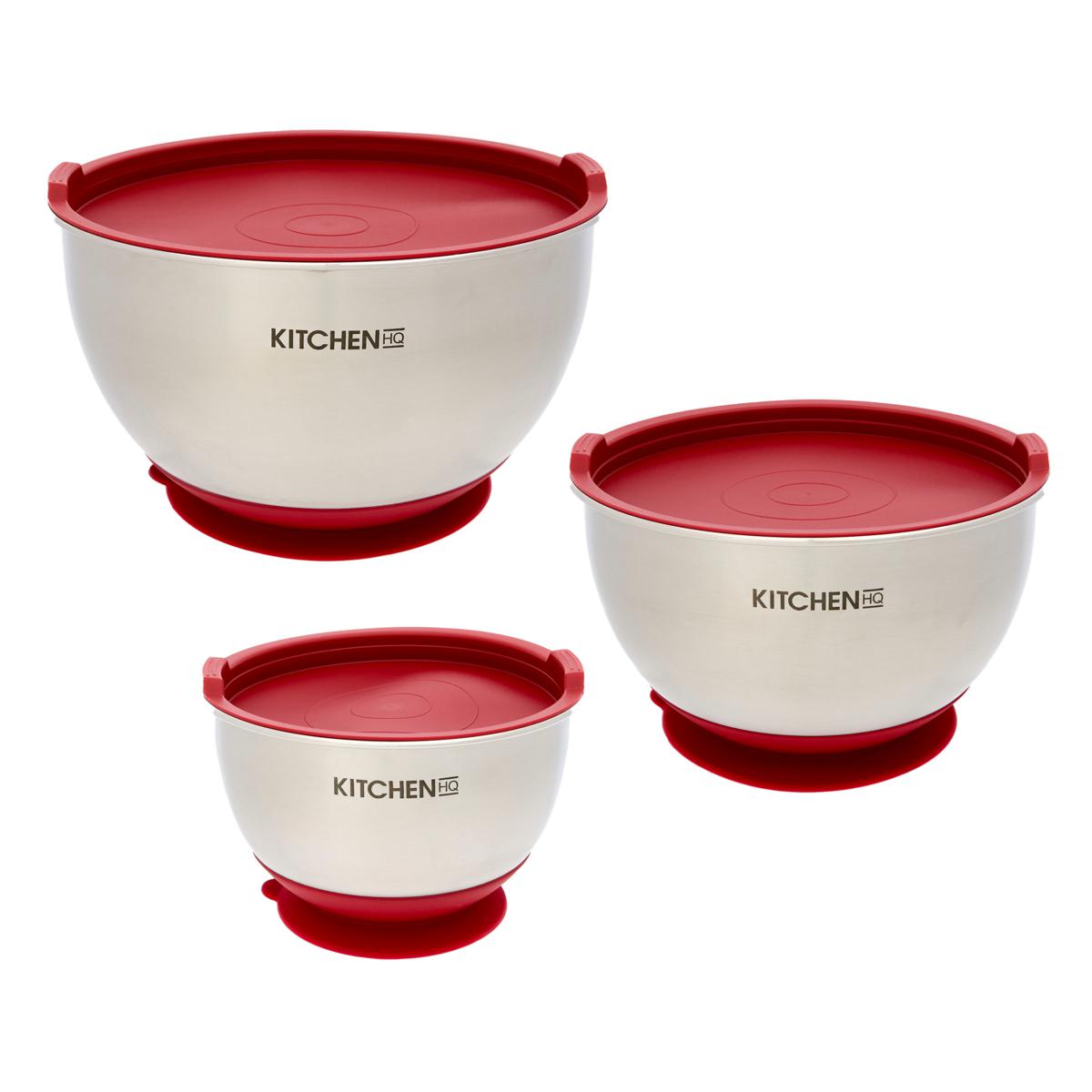 Kitchen HQ Set of 3 Stainless Steel Suction Mixing Bowls - 23288694 | HSN