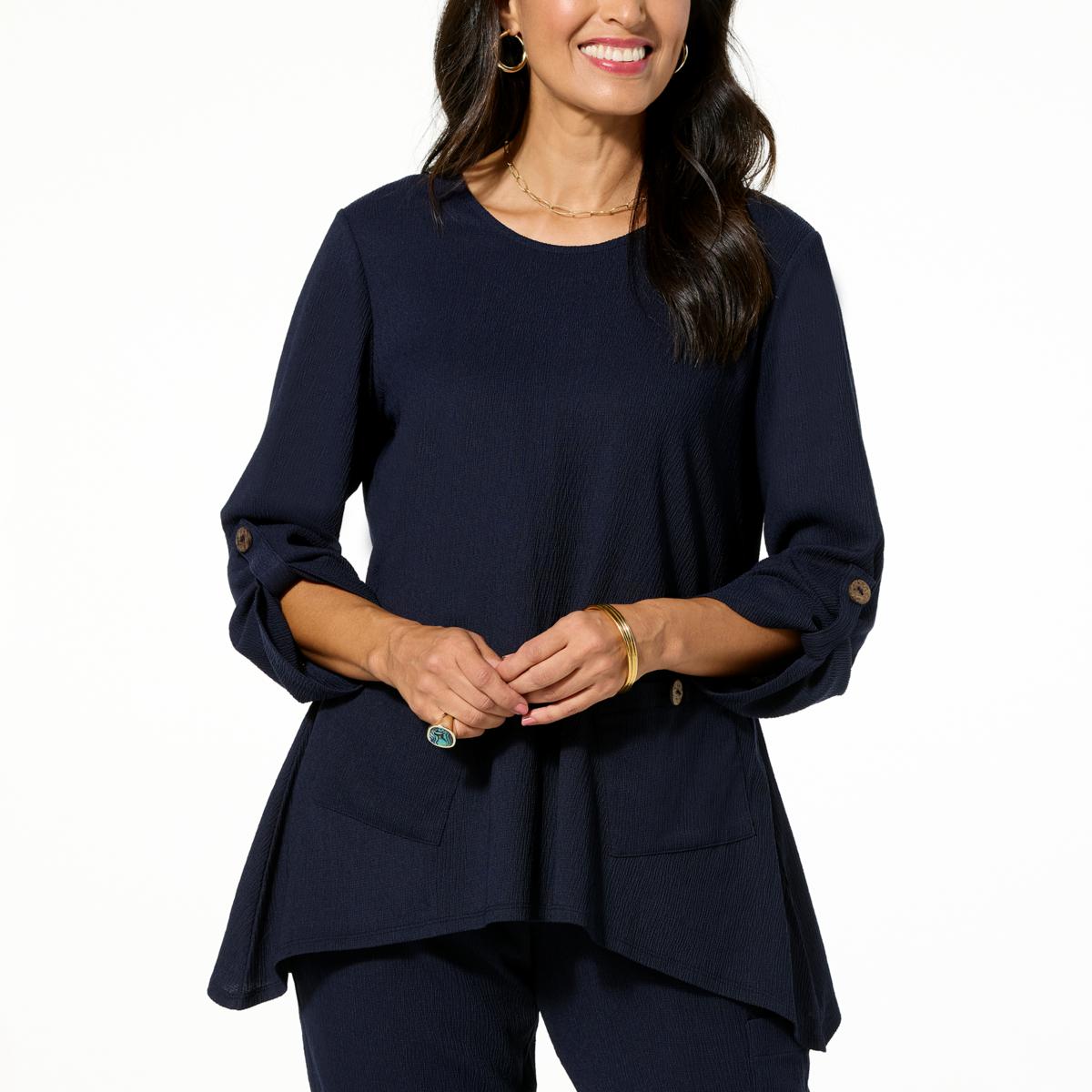 Antthony Textured Knit Sharkbite-Hem Tunic - 23291524 | HSN