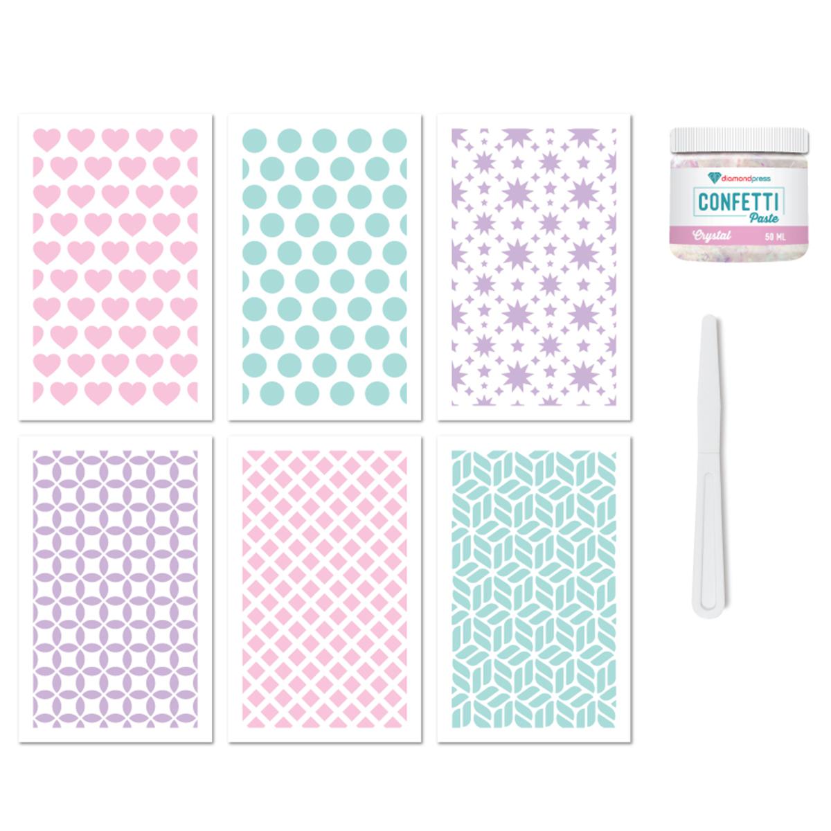 Diamond Press Crystal Confetti Paste and 6-Stencil Kit | HSN