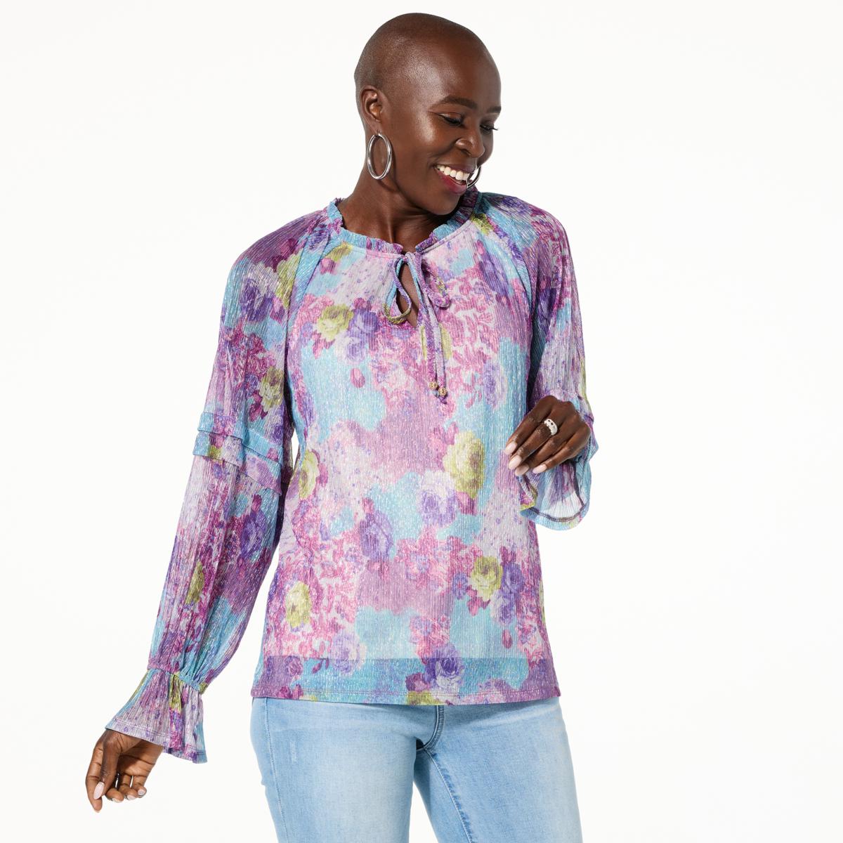Colleen Lopez Long Sleeve Woven Shimmer Blouse - 23308970 | HSN