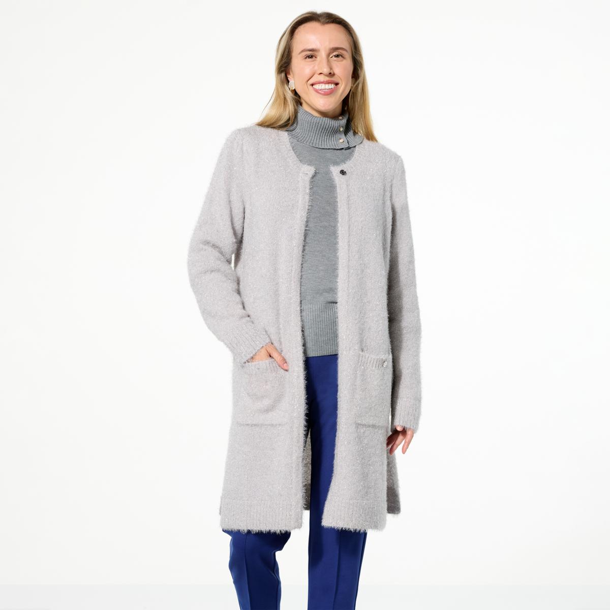 C Wonder by Christian Siriano Puff Shoulder Sweater Knit Cardigan ...