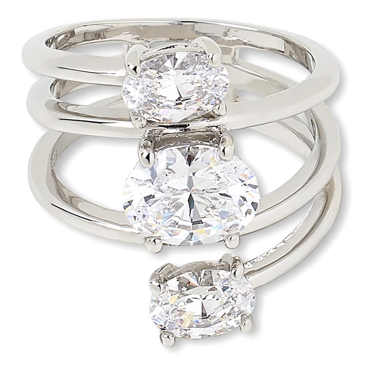"As Is" Radiance by Absolute™ Platinum-Plated Wrap Three-Stone Ring | HSN
