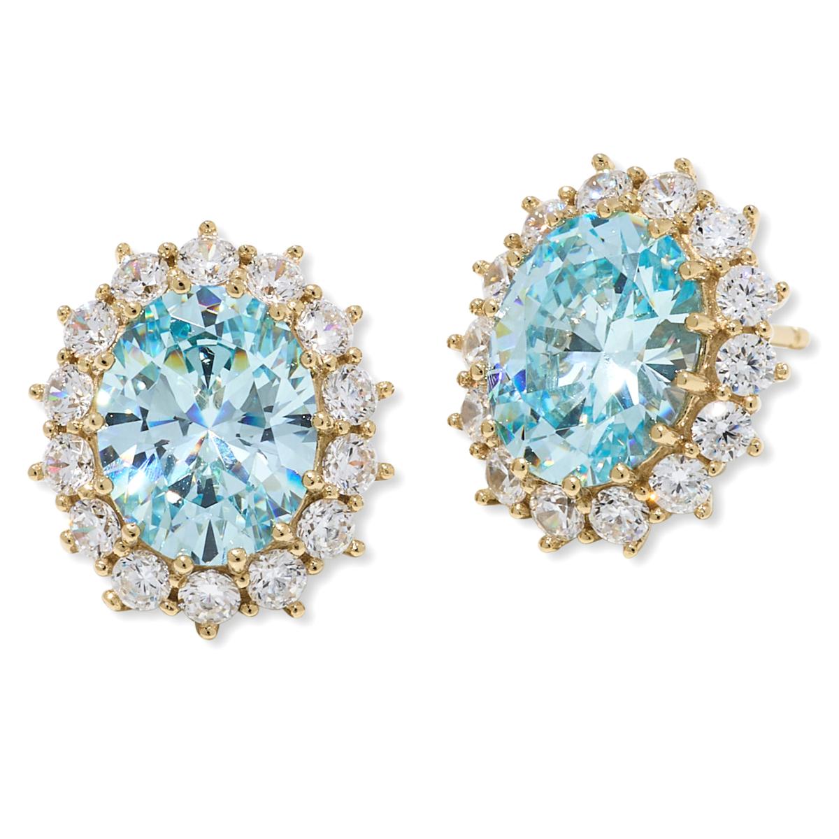 Radiance by Absolute™ 7.78ctw Colorful Oval Halo Stud Earrings | HSN