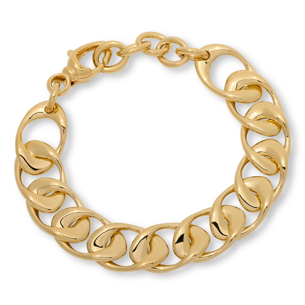Soave Oro 14K Gold Electroform Curb Link Chain 7" Bracelet | HSN
