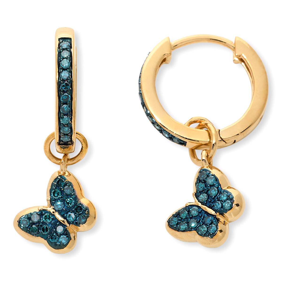 Rarities Gold-Plated Diamond Talisman Charm Hoop Earrings | HSN