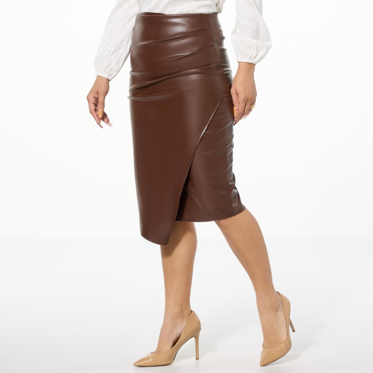 Nina Leonard Faux Leather Pencil Skirt - 23360211 | HSN