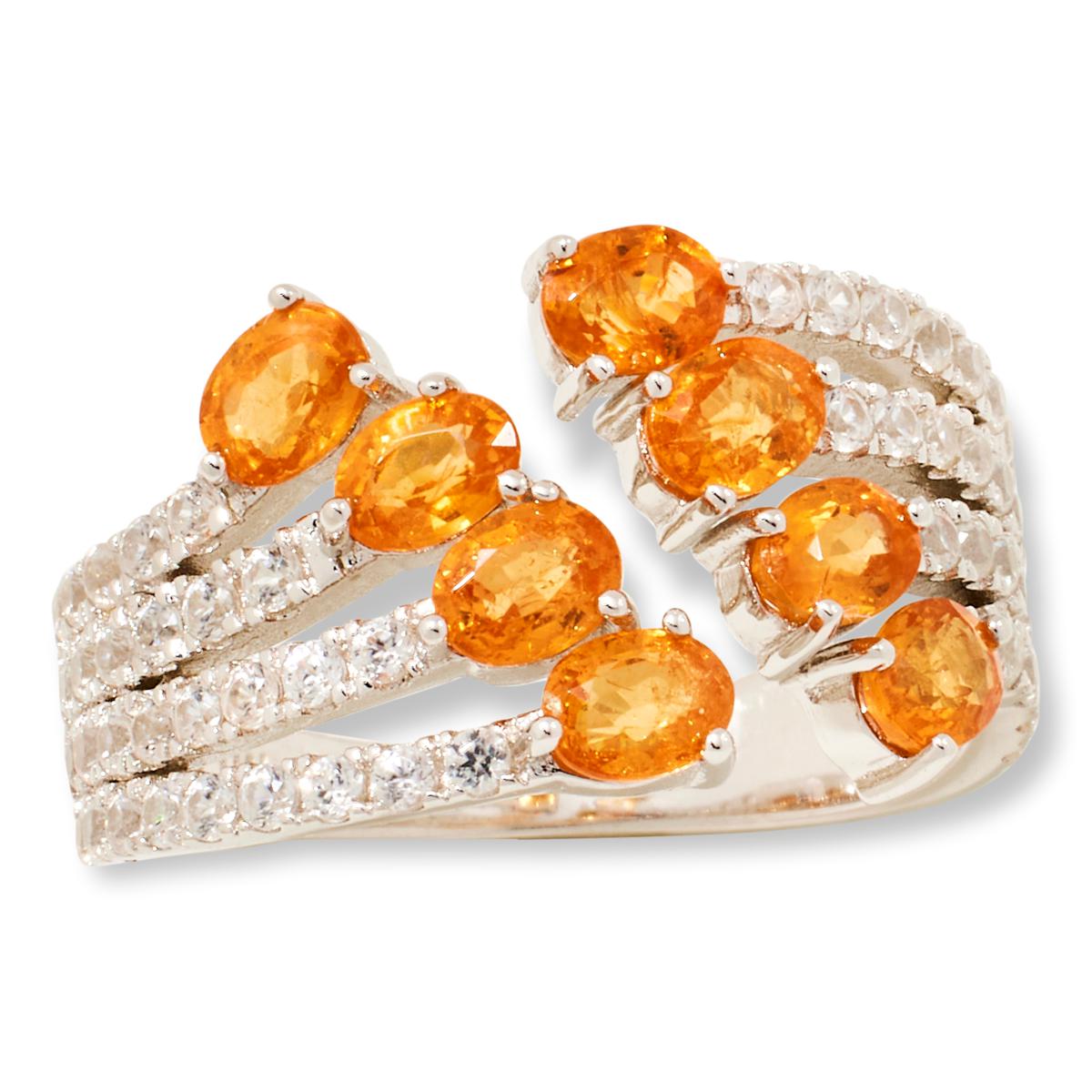 Colleen Lopez Exotic Gemstone and White Zircon Open-Shank Ring ...