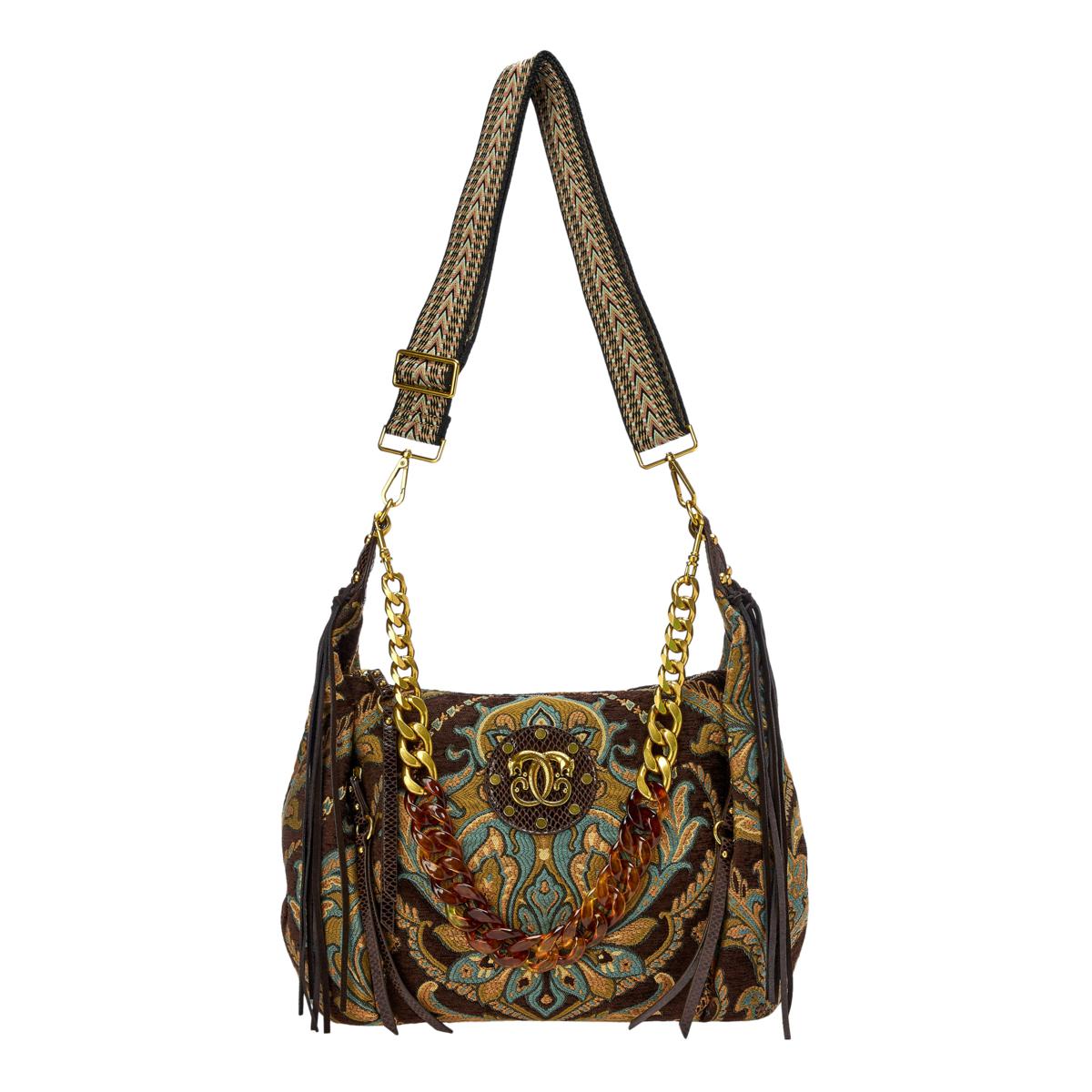 Sharif Legacy Parisian Tapestry and Leather Hobo - 23380627 | HSN