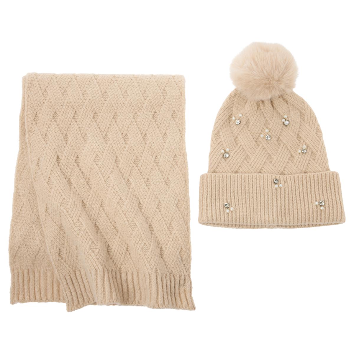 C Wonder Pom-Pom Beanie & Scarf Gift Set | HSN