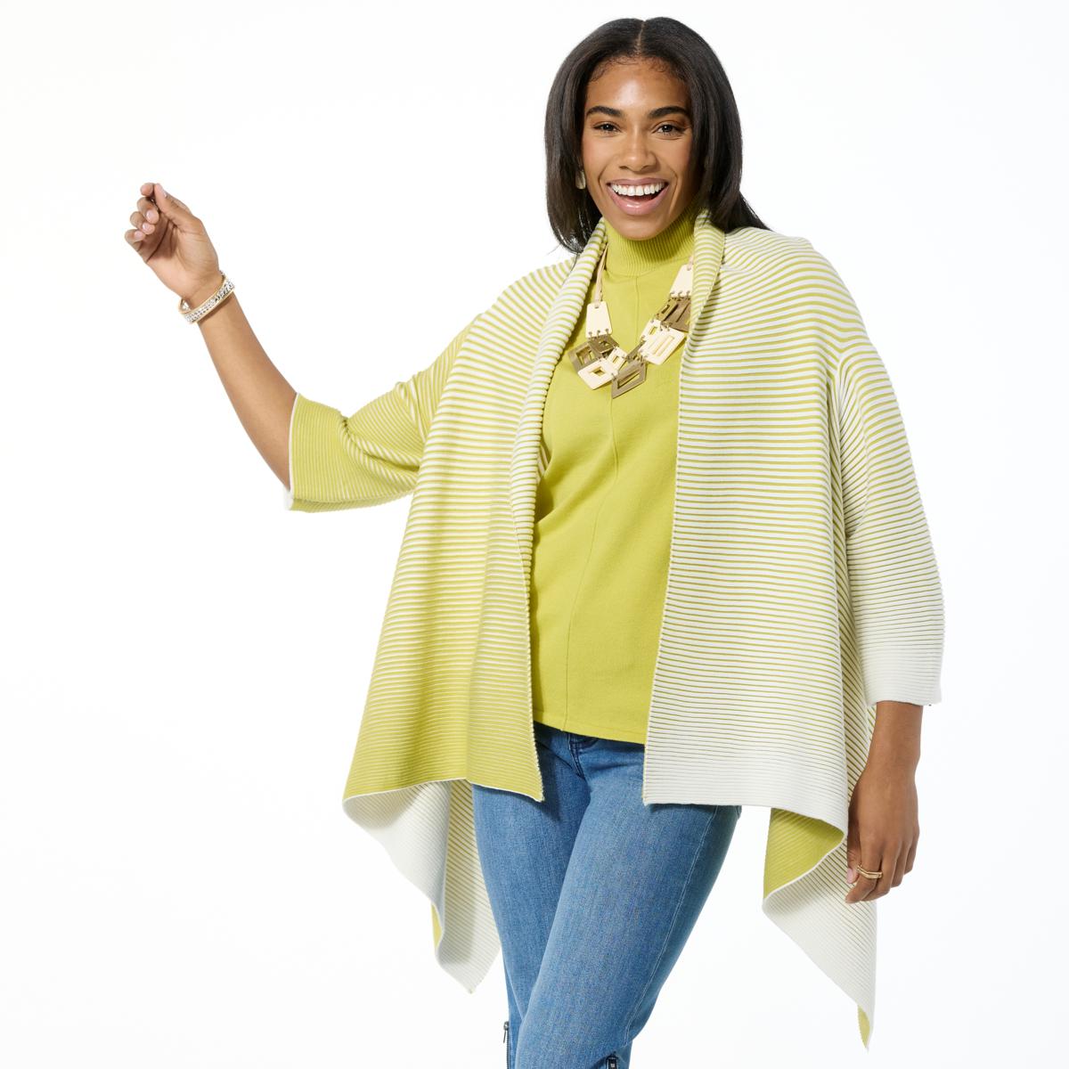 WynneLayers Textured Knit Striped Cardigan | HSN