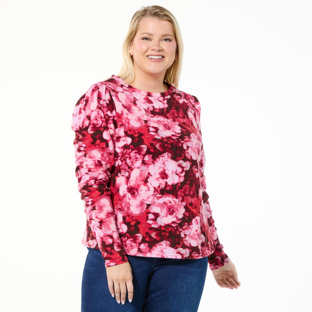 DG2 by Diane Gilman Ruched Sleeve Sweater Knit Top | HSN