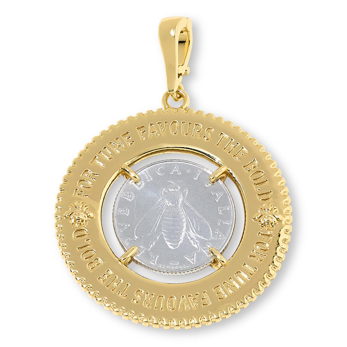 Bellezza Fortune Favors the Bold Bee Lira Coin Enhancer Pendant | HSN