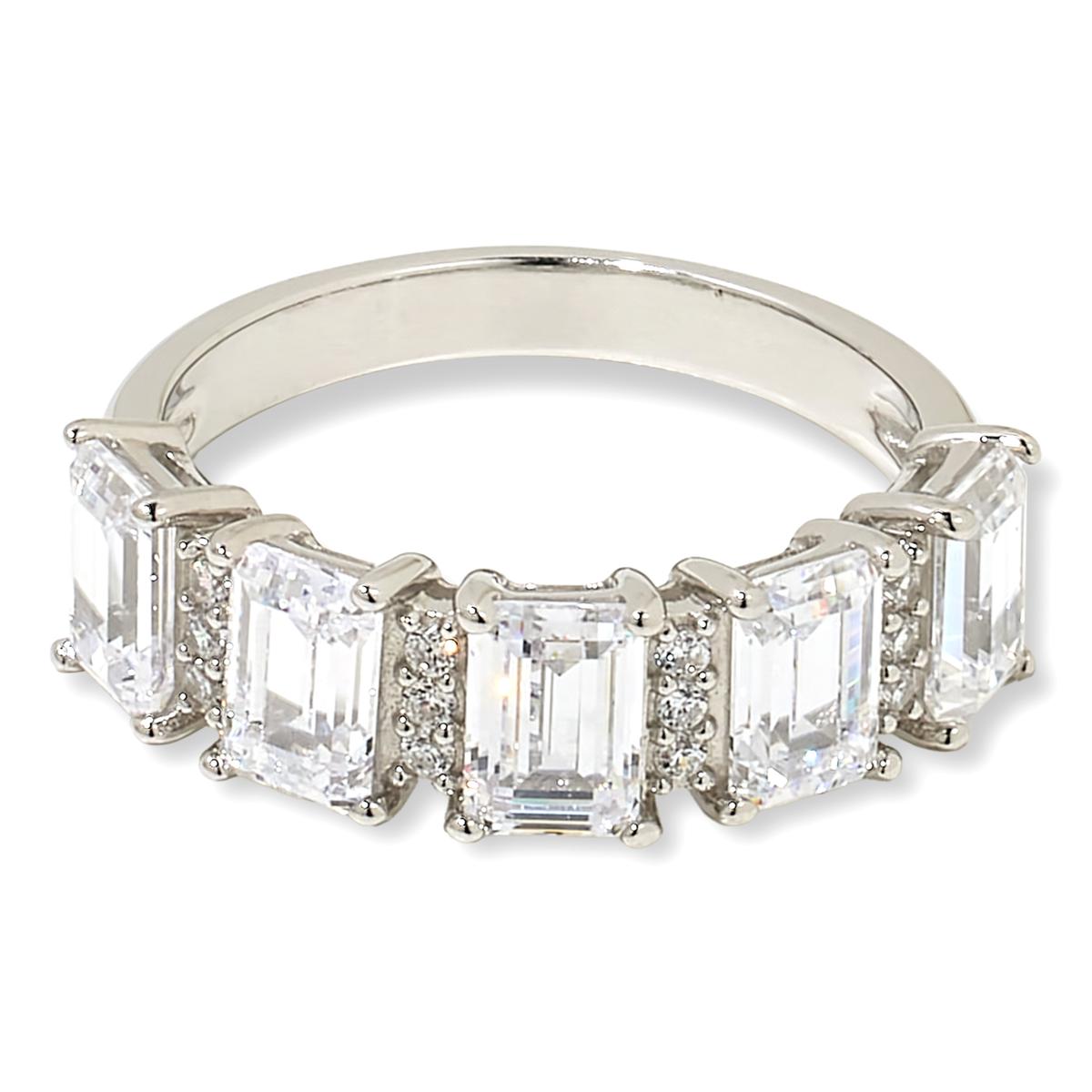 Radiance by Absolute™ Emerald Cut and Pavé Band Ring | HSN
