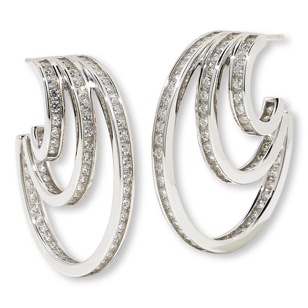 Radiance by Absolute™ 2.62ctw Multi-Row Channel-Set Hoop Earrings | HSN