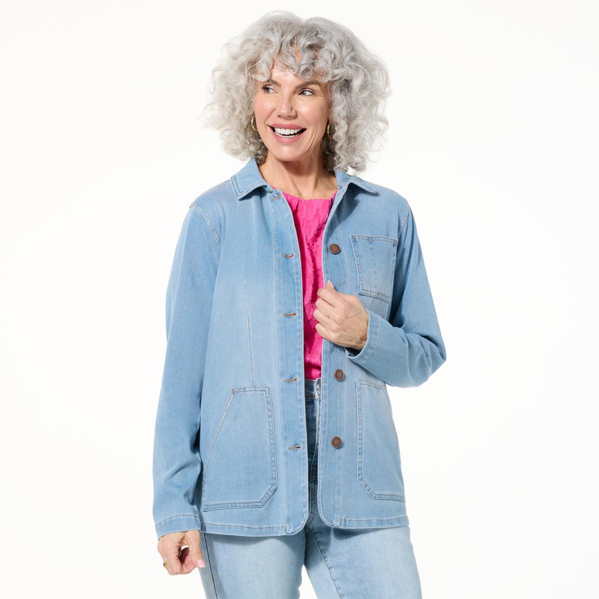 DG2 by Diane Gilman Super Stretch Knit Denim Barn Jacket | HSN