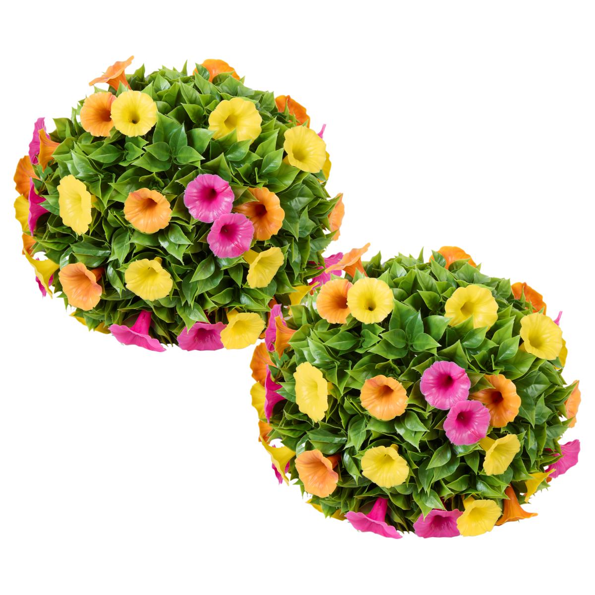 Improvements 13" Faux Petunia Flower Spheres - Set of 2 | HSN