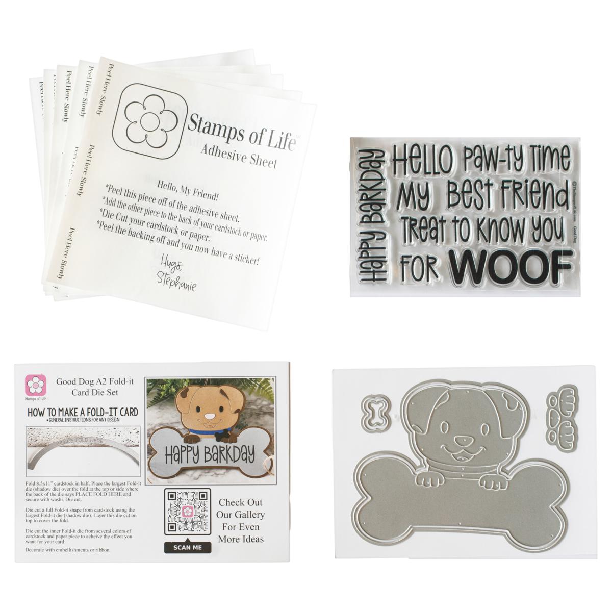 Stamps of Life Dog Bone Card Fold it Card Die Bundle | HSN