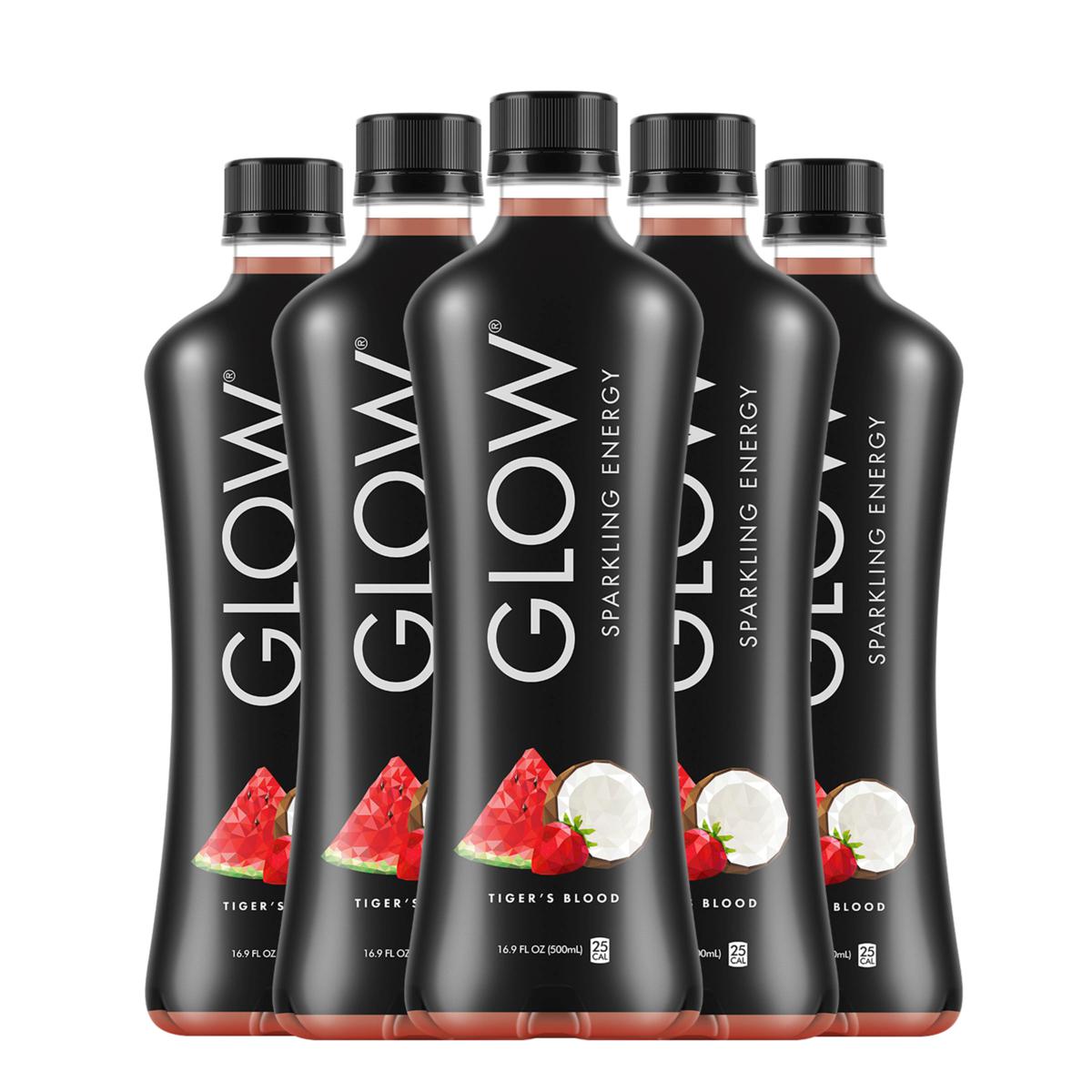 GLOW Beverages 6-pack Tiger's Blood Flavored Sparkling Energy Water | HSN