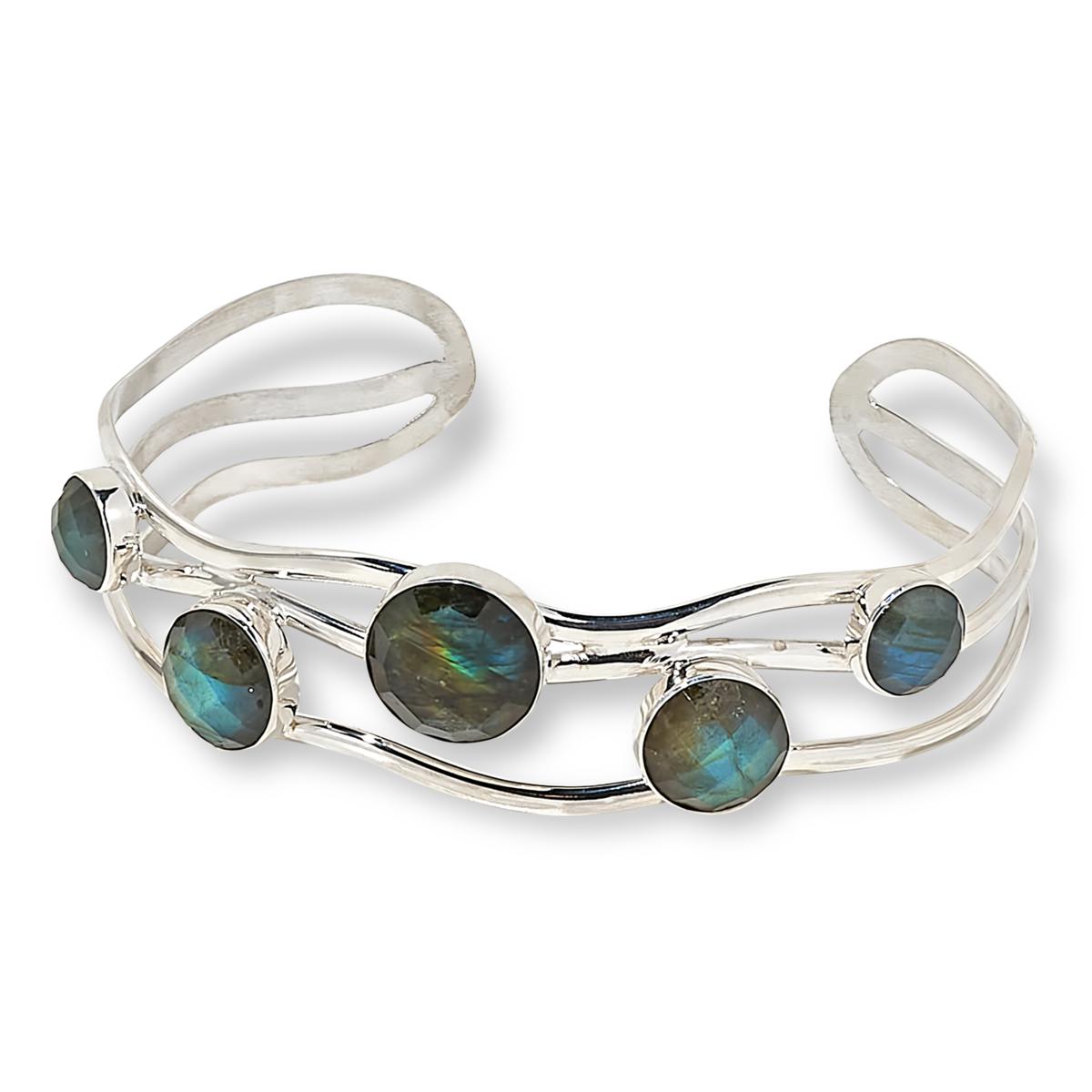 Jay King Sterling Silver Labradorite Wavy Split Cuff Bracelet ...