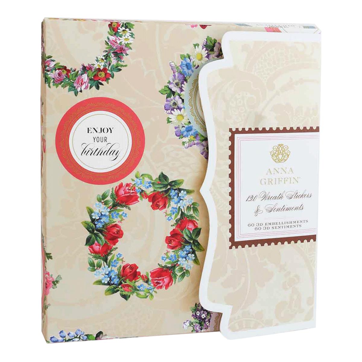 Anna Griffin Floral Wreath 120 Count Stickers | HSN