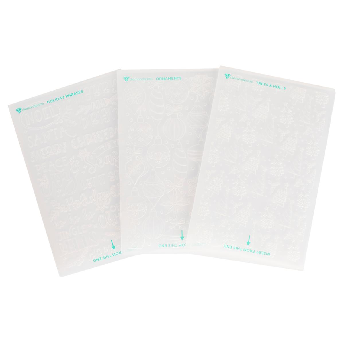Diamond Press Holiday 3D Embossing Folders - Set of 3 | HSN