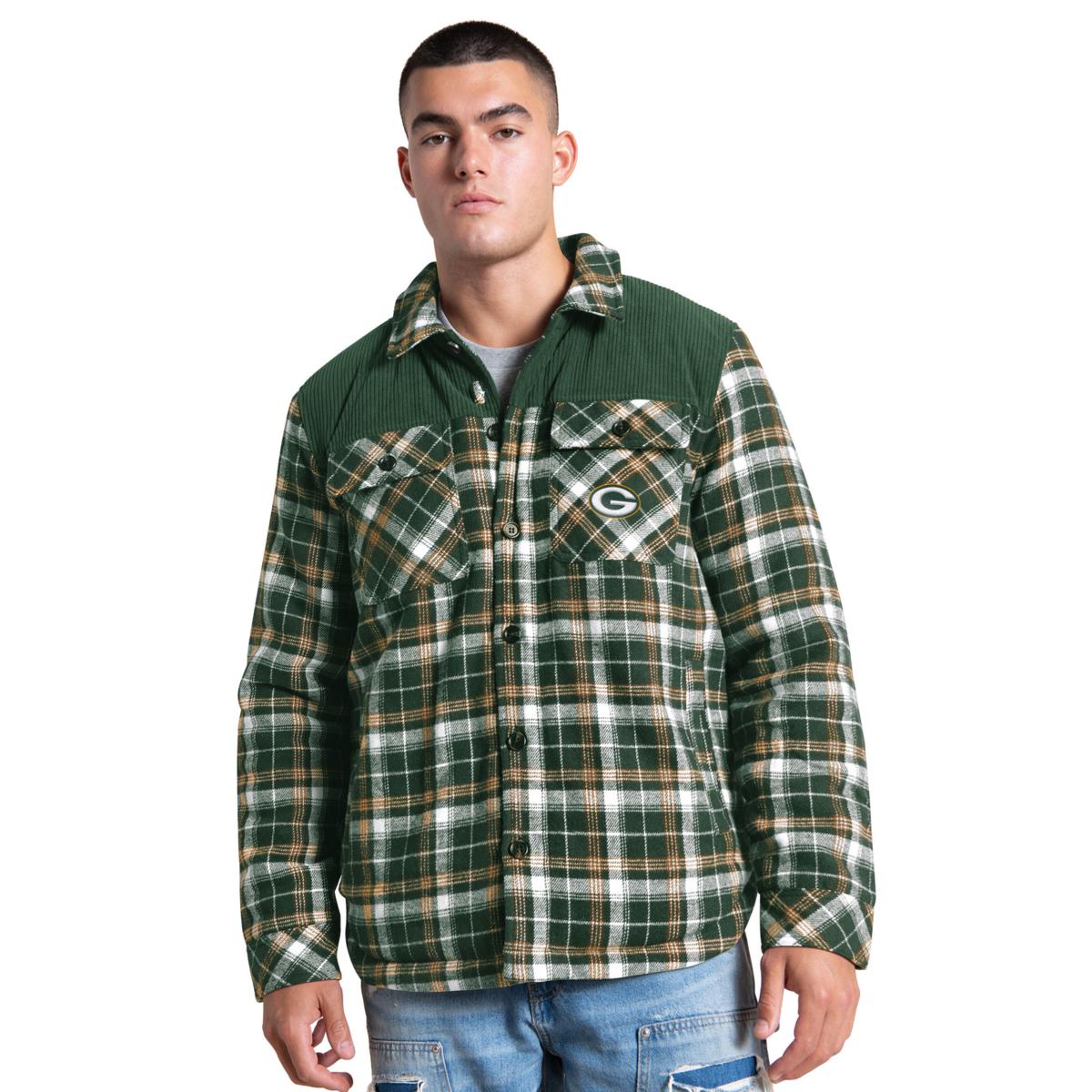 Officially Licensed NFL Men's Transitional Plaid Shirt Jacket by Glll ...