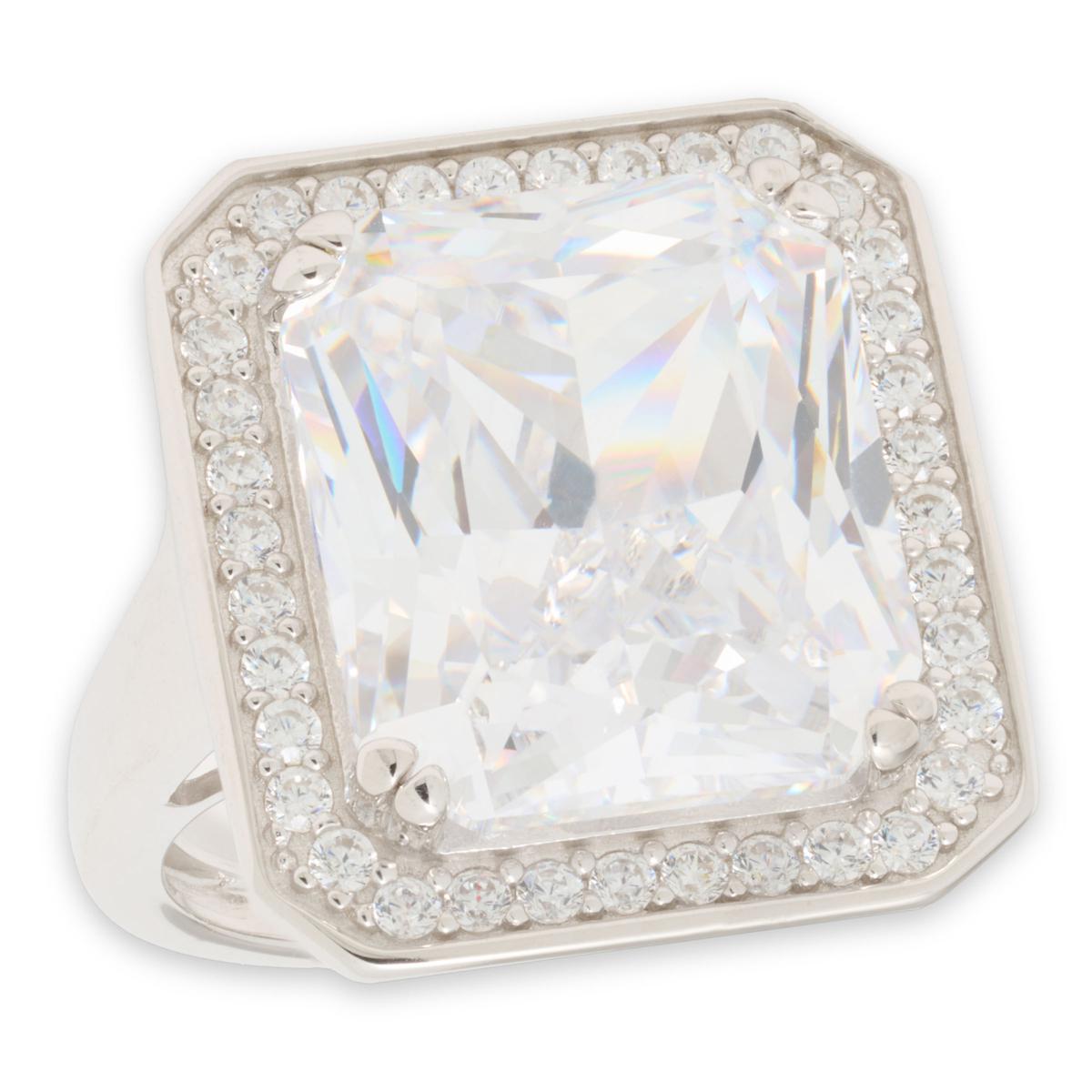 Radiance by Absolute™ 23ctw Simulated Diamond Emerald Cut Halo Ring | HSN