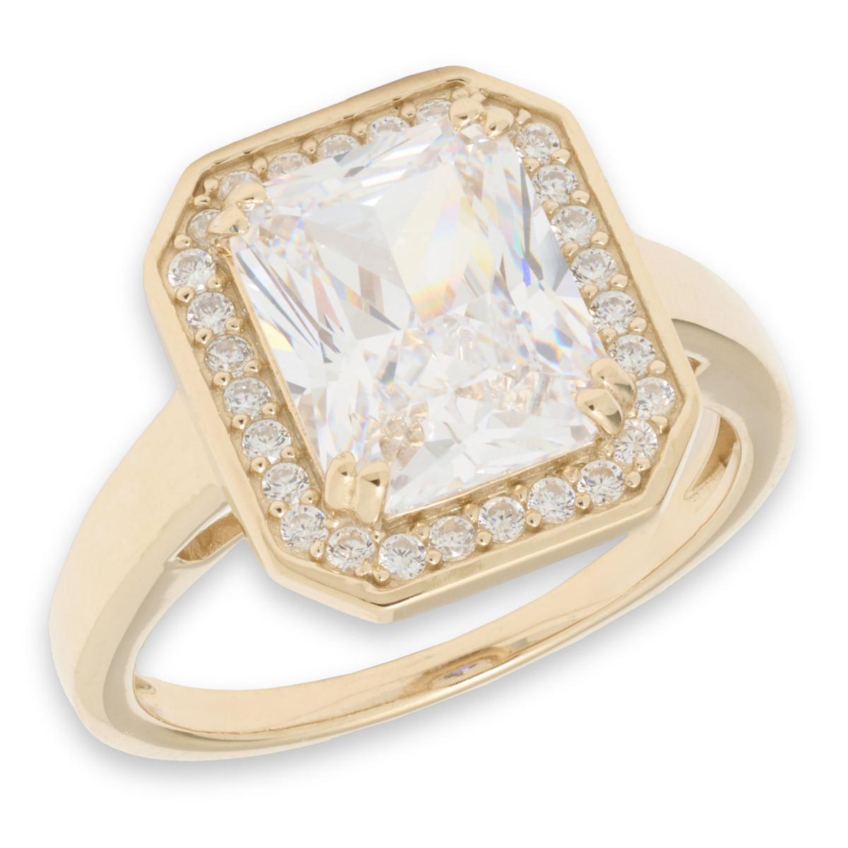 Radiance by Absolute™ Simulated Diamond Emerald Cut Halo Ring | HSN