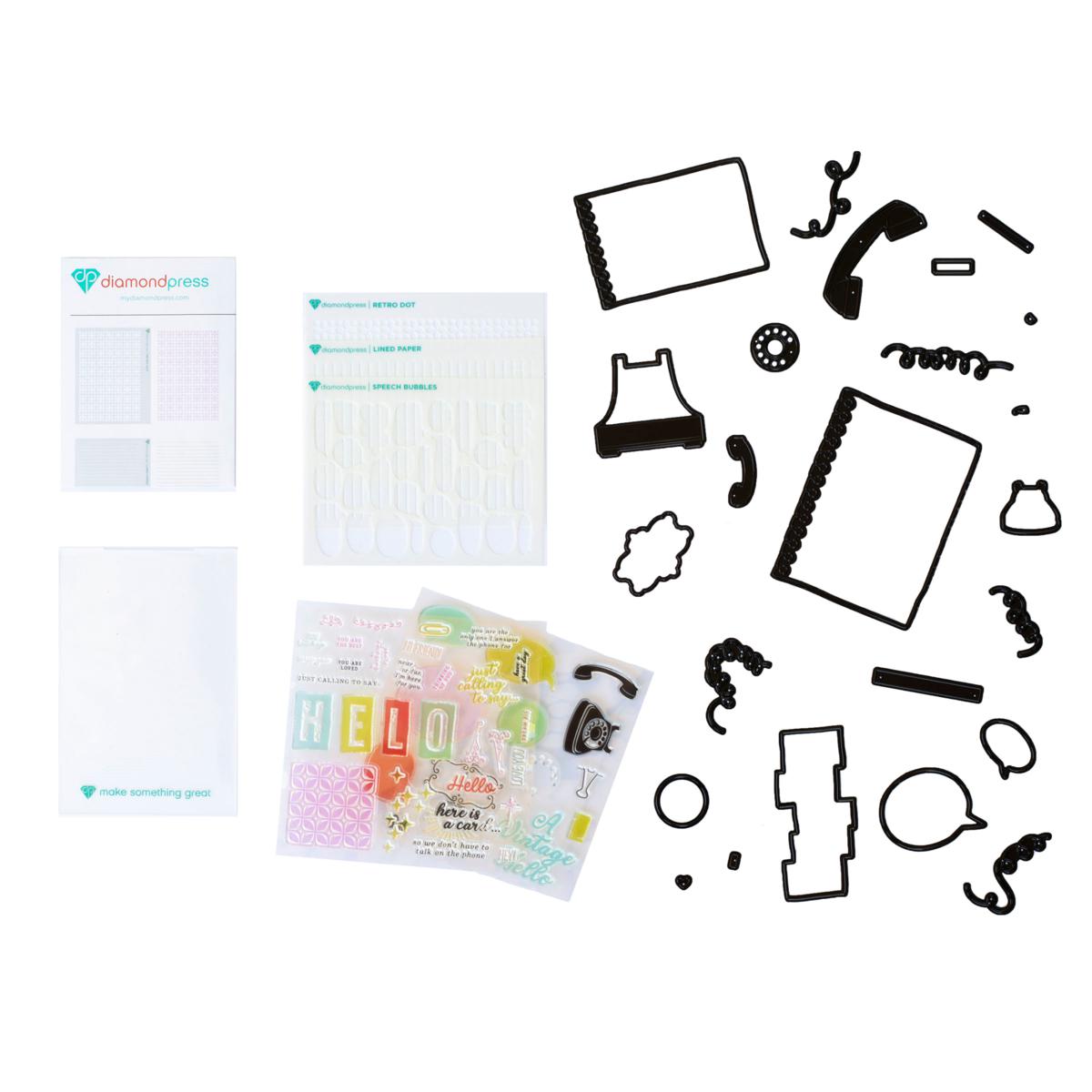 Diamond Press Vintage Hello Stamp, Die and Stencil Set | HSN