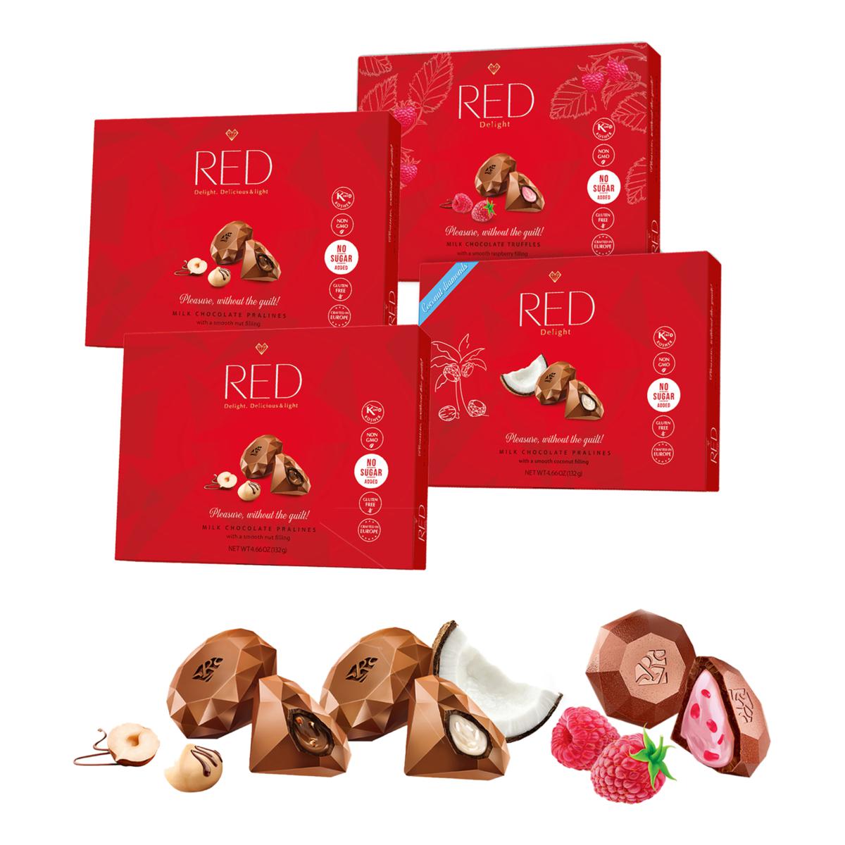 RED Chocolate 4-pack Flavor Variety Diamond Truffles Ships 12/1 | HSN