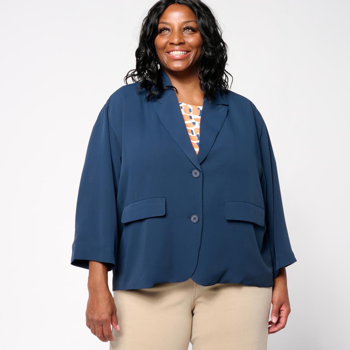 WynneCollection Drapey Twill Button-Front Dolman Jacket | HSN