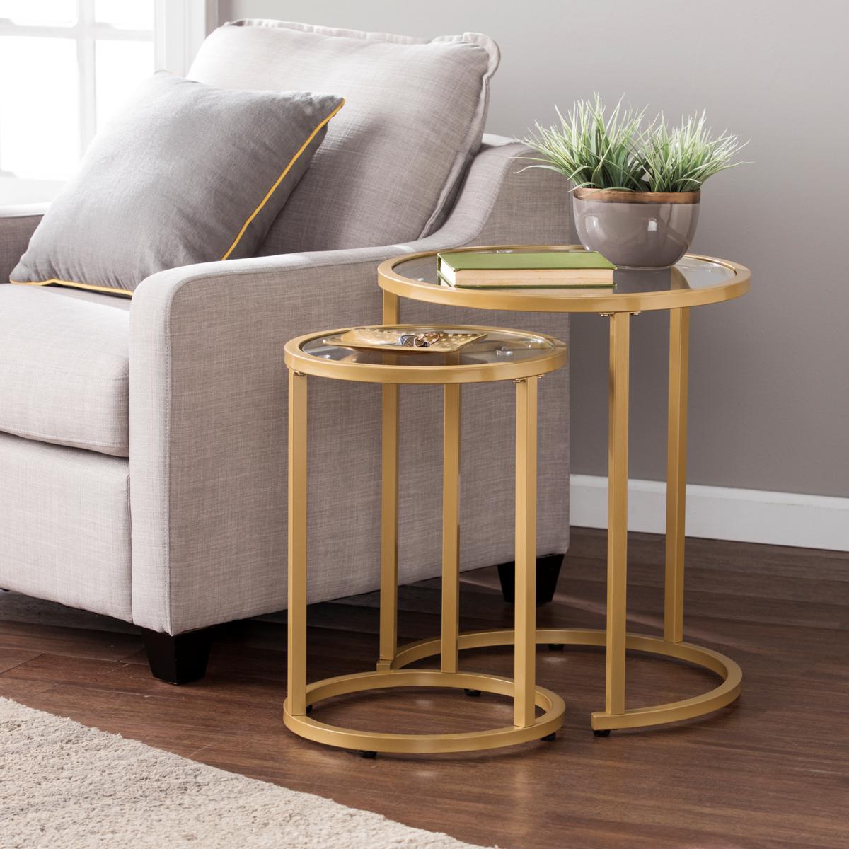 Southern Enterprises Opalyn 2-Piece Nesting Side Table Set - Gold ...