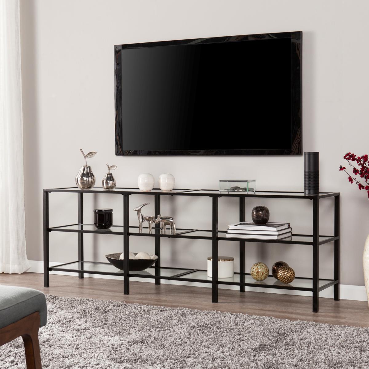Ari Metal and Glass TV Stand - Black - 9248603 | HSN