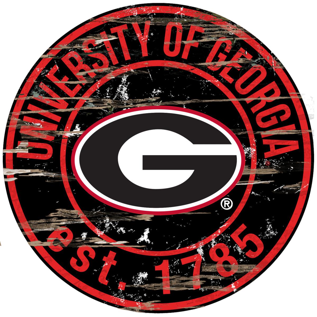 University of Georgia Distressed Round Sign - 9368208 | HSN