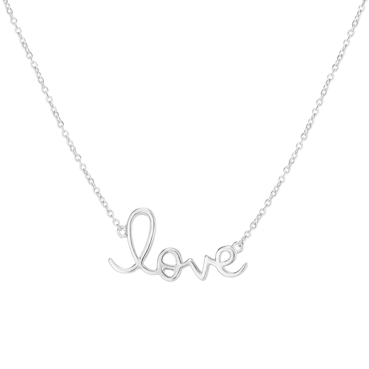 Sterling Silver "Love" Script Necklace - 9940226 | HSN