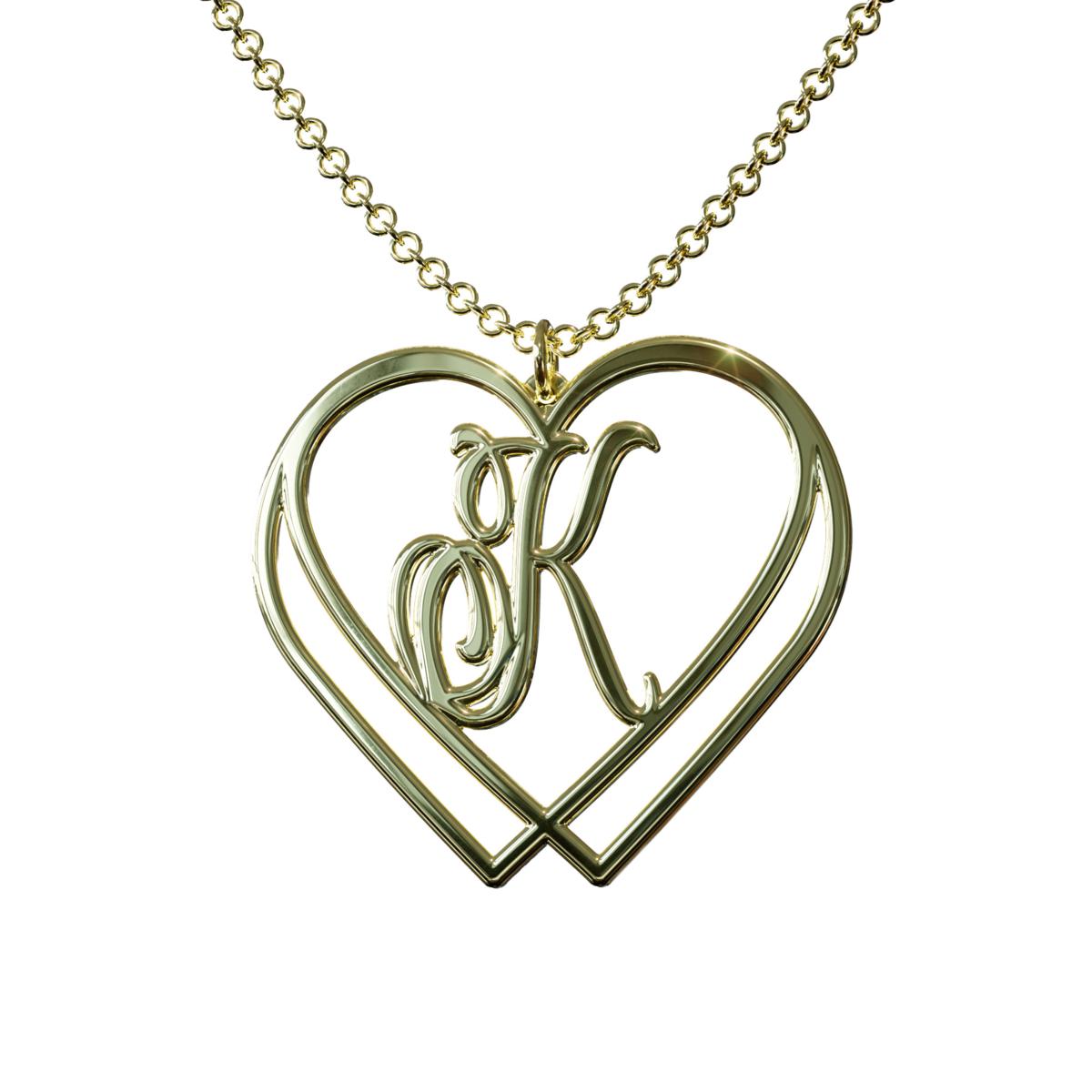 14K Gold-Plated "Entwined" Double Heart Initial Necklace | HSN