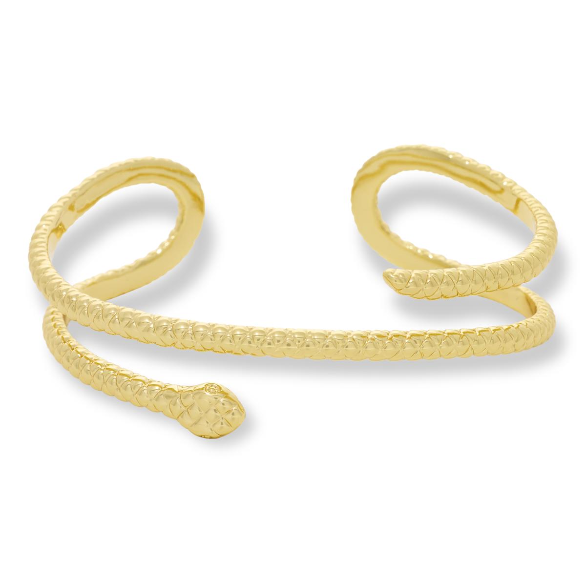 "As Is" Bellezza Bronze Textured Coiled Snake Cuff Bracelet | HSN