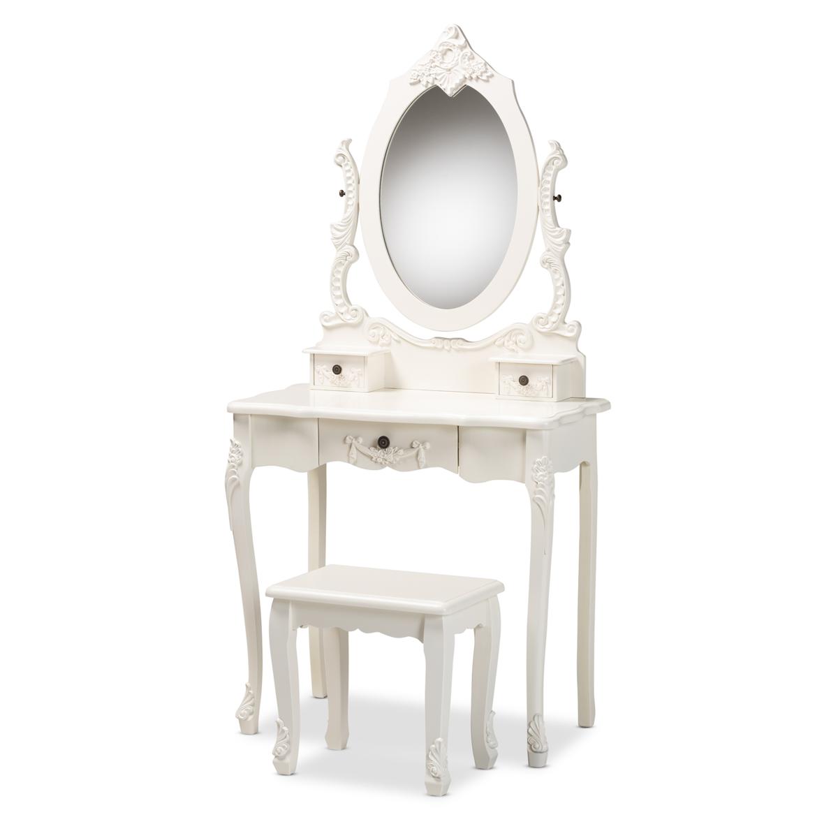 Baxton Studio Macsen Traditional 2-Piece Vanity Set with Mirror ...