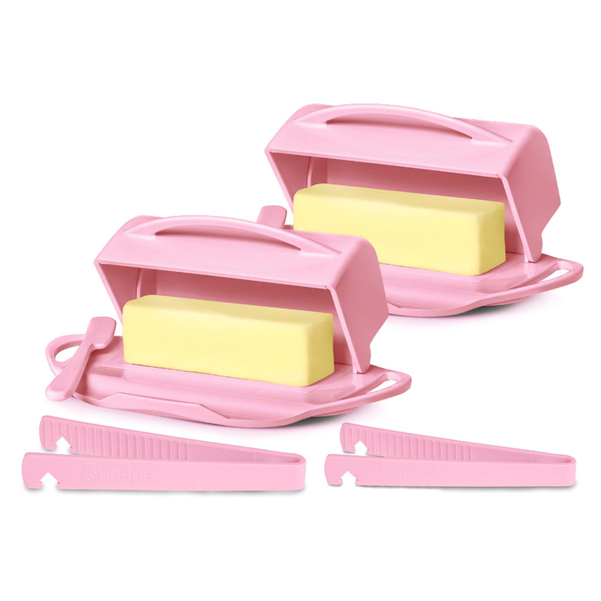 Butterie 2-pack Flip-Top Butter Dish with Matching Spreader & Tongs ...