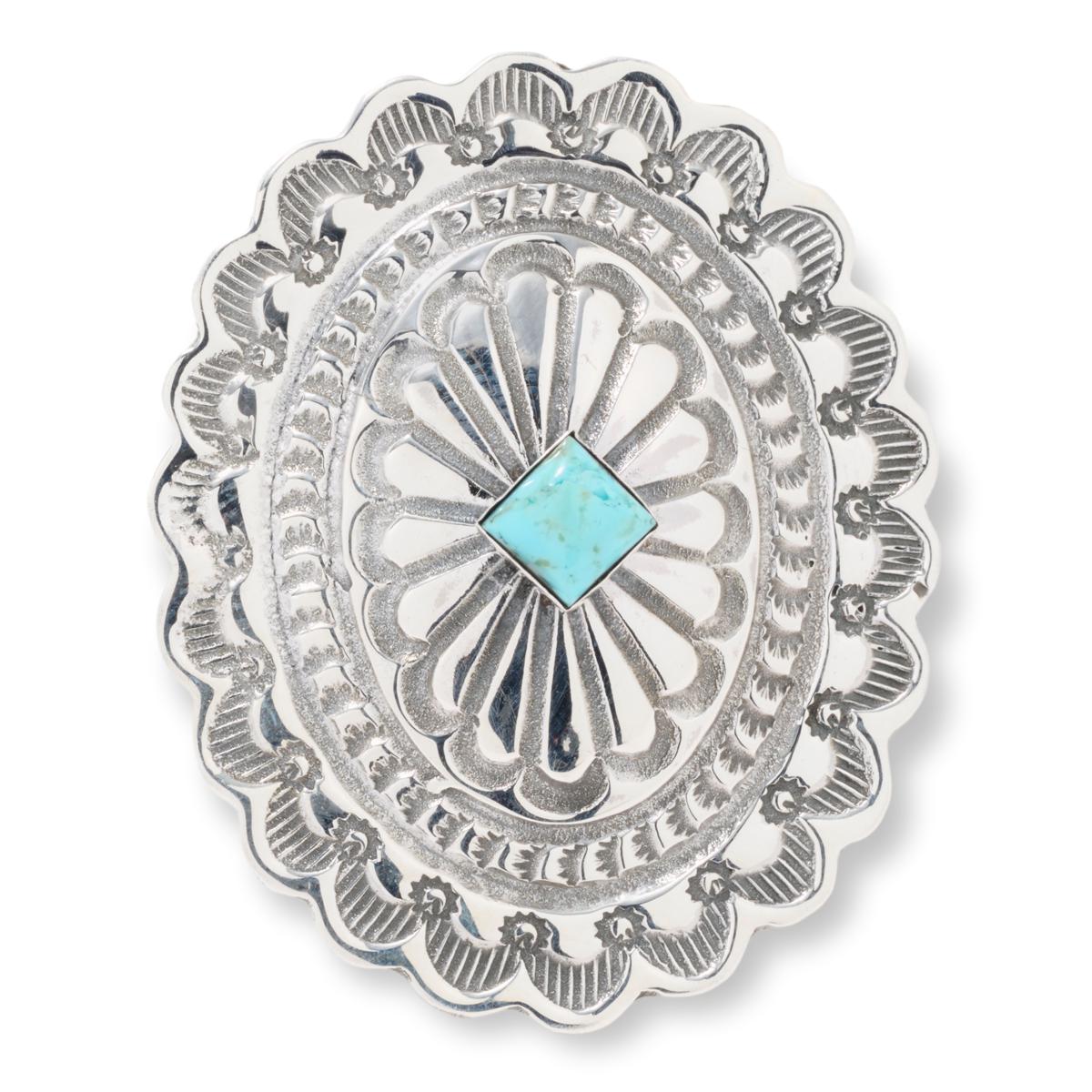 Chaco Canyon Sterling Silver Kingman Turquoise Oval Concho Ring | HSN