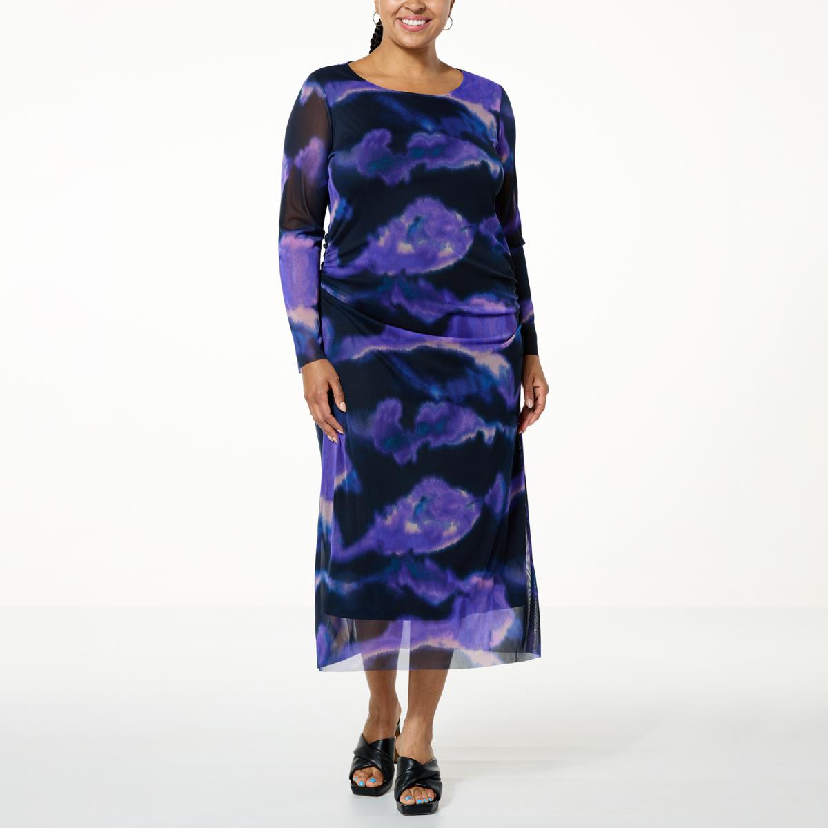 Colleen Lopez Long Sleeve Printed Mesh Dress - 20852686 | HSN
