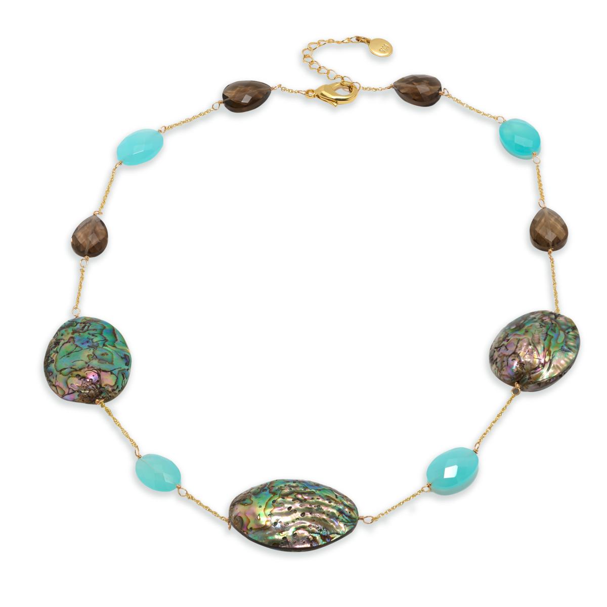 Connie Craig Carroll Jewelry Multicolor Abalone and Gemstone Necklace | HSN
