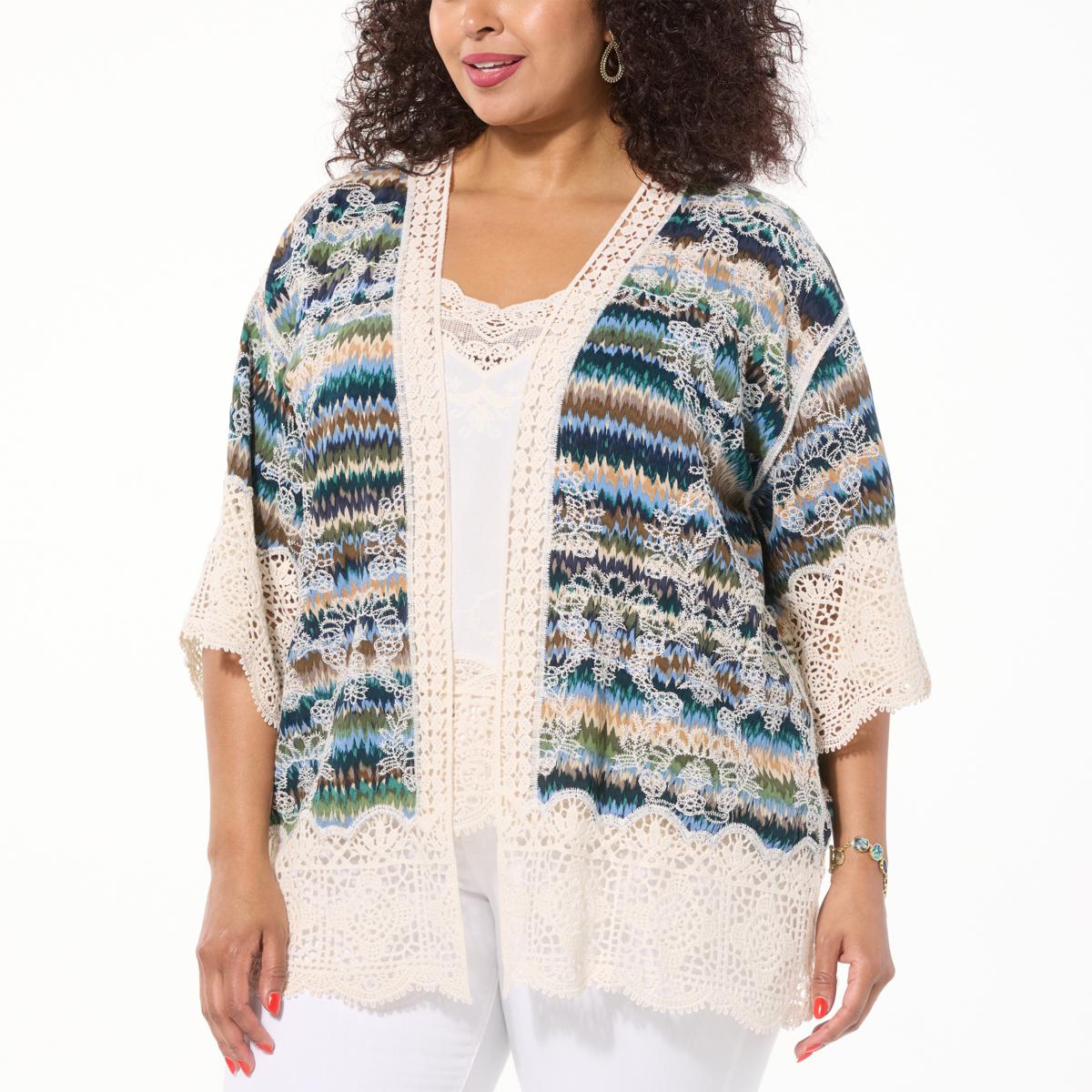 Democracy Embroidered Crochet-Trim Topper - 22447757 | HSN
